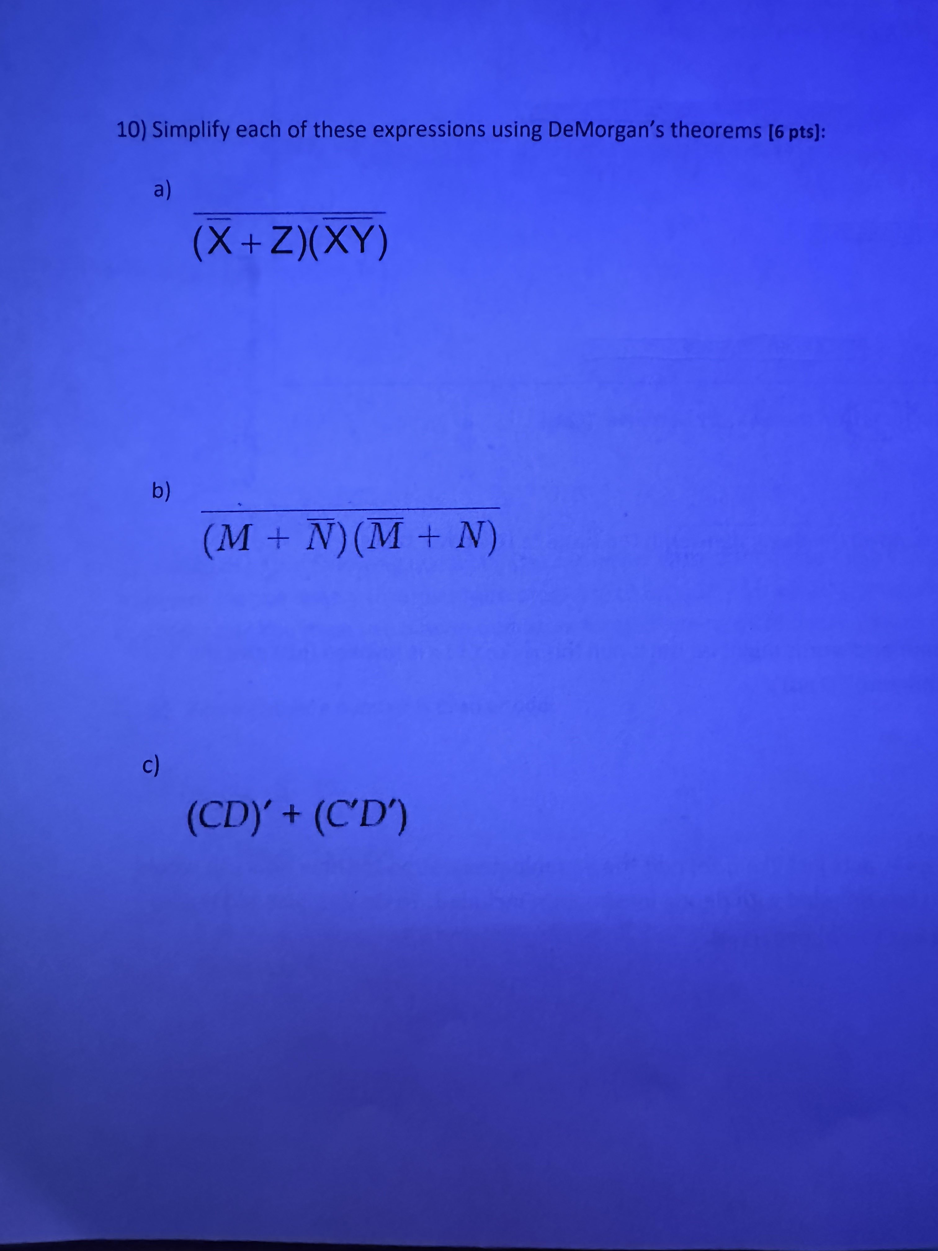 Solved Simplify each of these expressions using DeMorgan's | Chegg.com