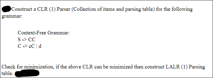 Solved Construct a CLR (1) Parser (Collection of items and | Chegg.com Solved Construct a CLR (1) Parser (Collection of items and | Chegg.com