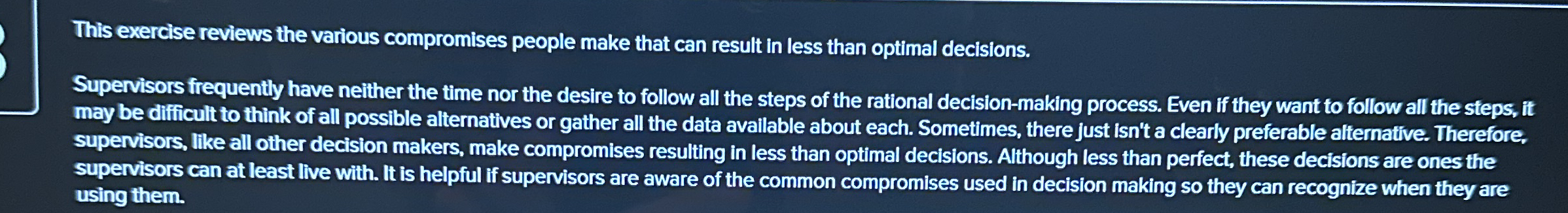 Solved This exercise reviews the various compromises people | Chegg.com