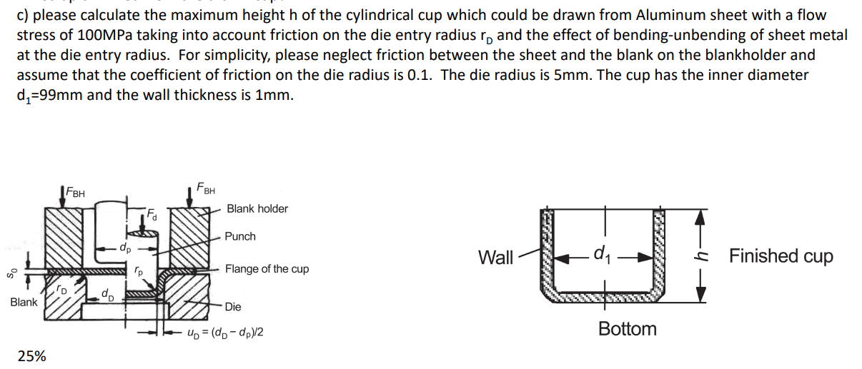 c) ﻿please calculate the maximum height \( ﻿h \) ﻿of | Chegg.com