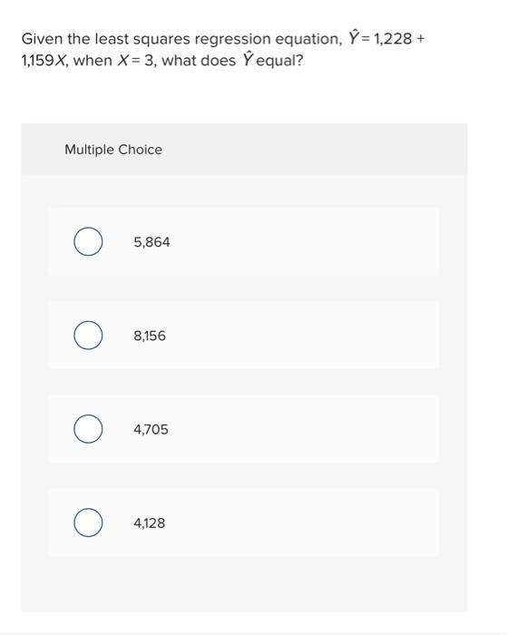 Solved Given the least squares regression equation, | Chegg.com