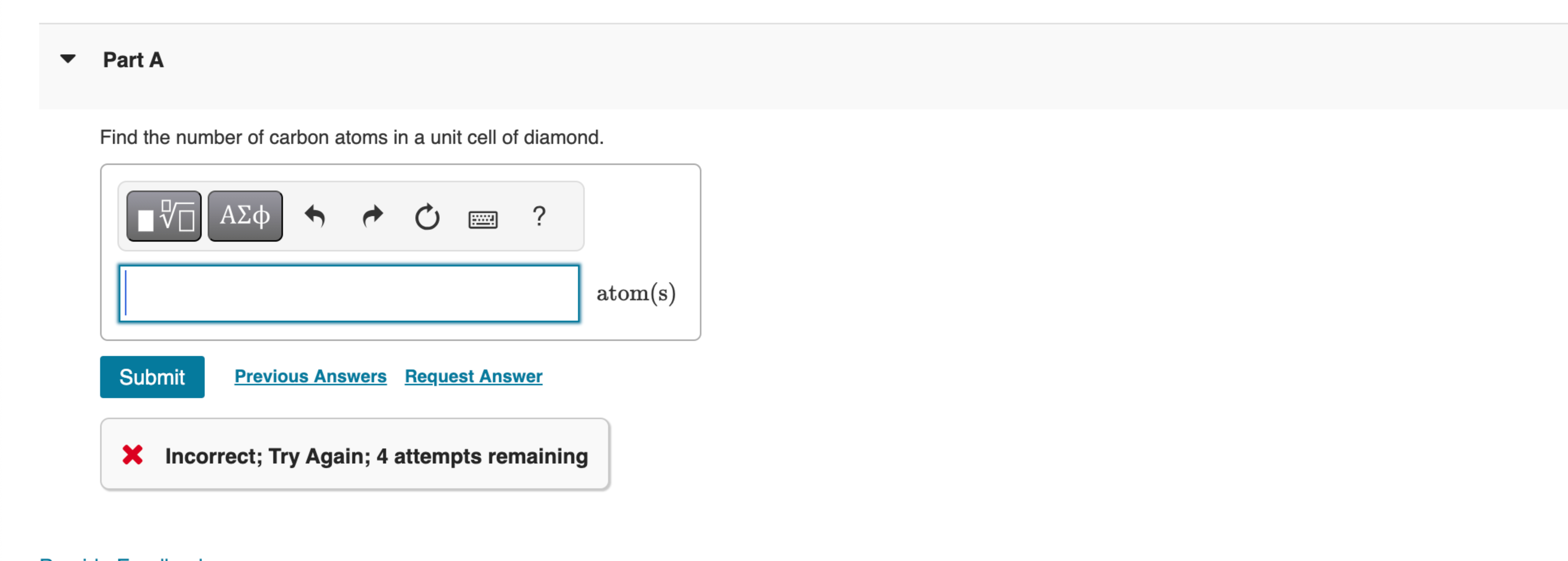 Solved Part AFind the number of carbon atoms in a unit cell | Chegg.com