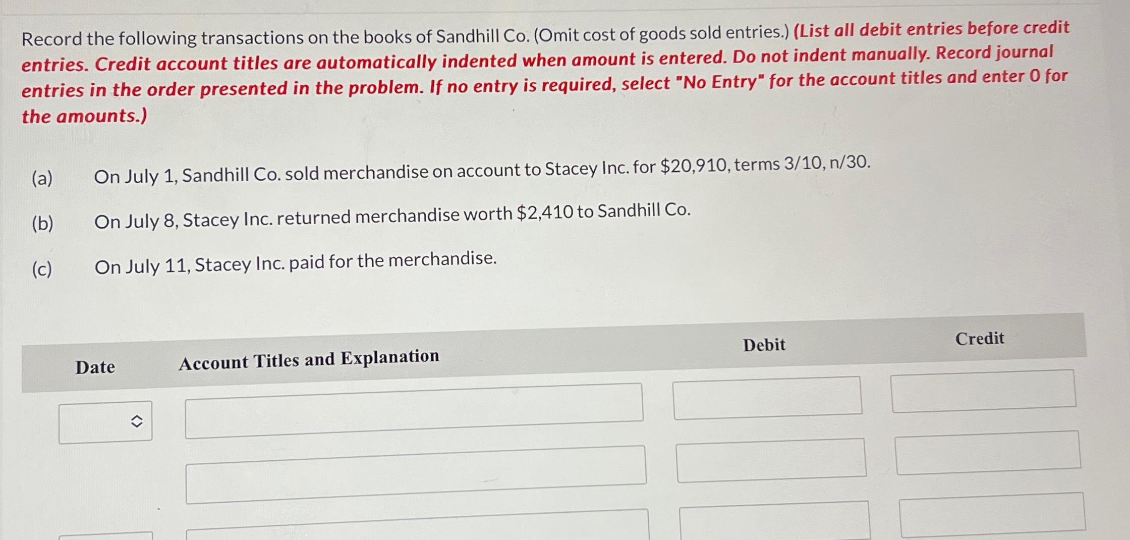 Solved Record the following transactions on the books of | Chegg.com