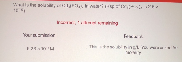 Solved What is the solubility of Cd3(PO4)2 in water? (Ksp of | Chegg.com