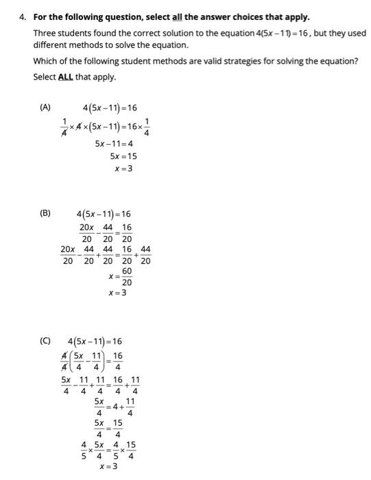 Solved 4. For the following question, select all the answer | Chegg.com