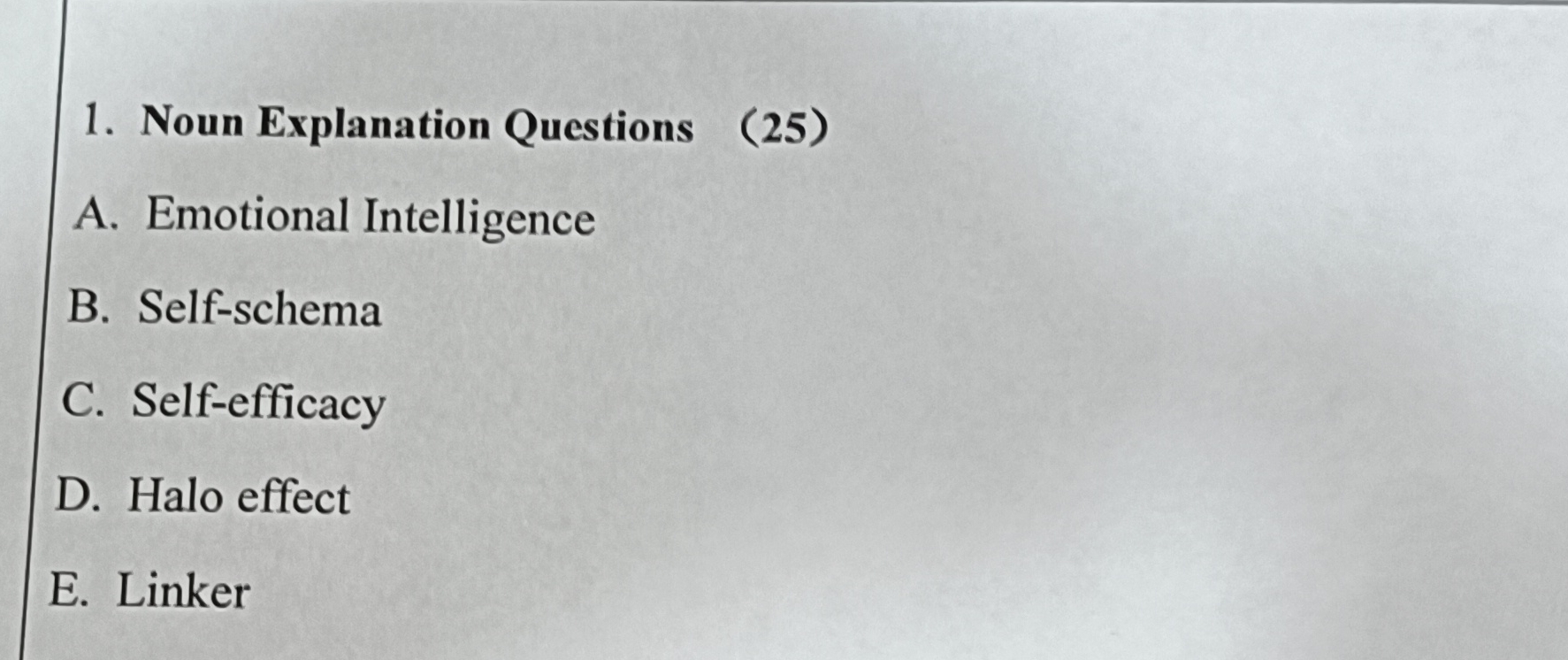 Solved Noun Explanation Questions (25)A. ﻿Emotional | Chegg.com