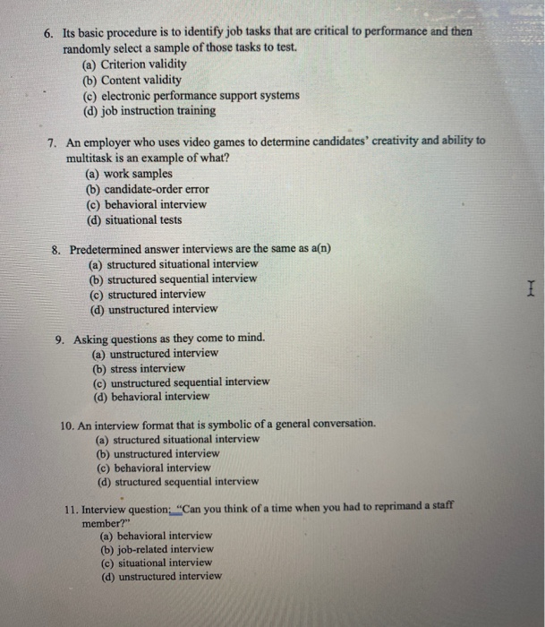 Solved 6. Its basic procedure is to identify job tasks that | Chegg.com