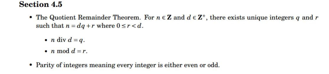 Section 4.5The Quotient Remainder Theorem. For ninZ | Chegg.com