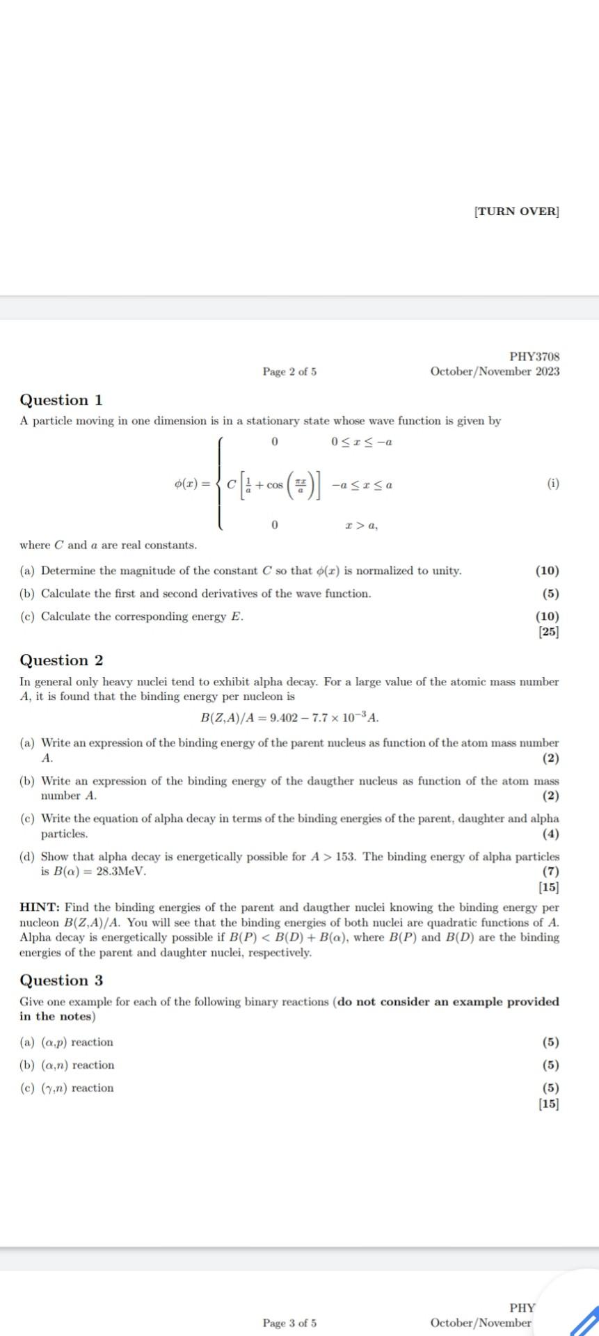 Solved Question 1 A particle moving in one dimension is in a | Chegg.com