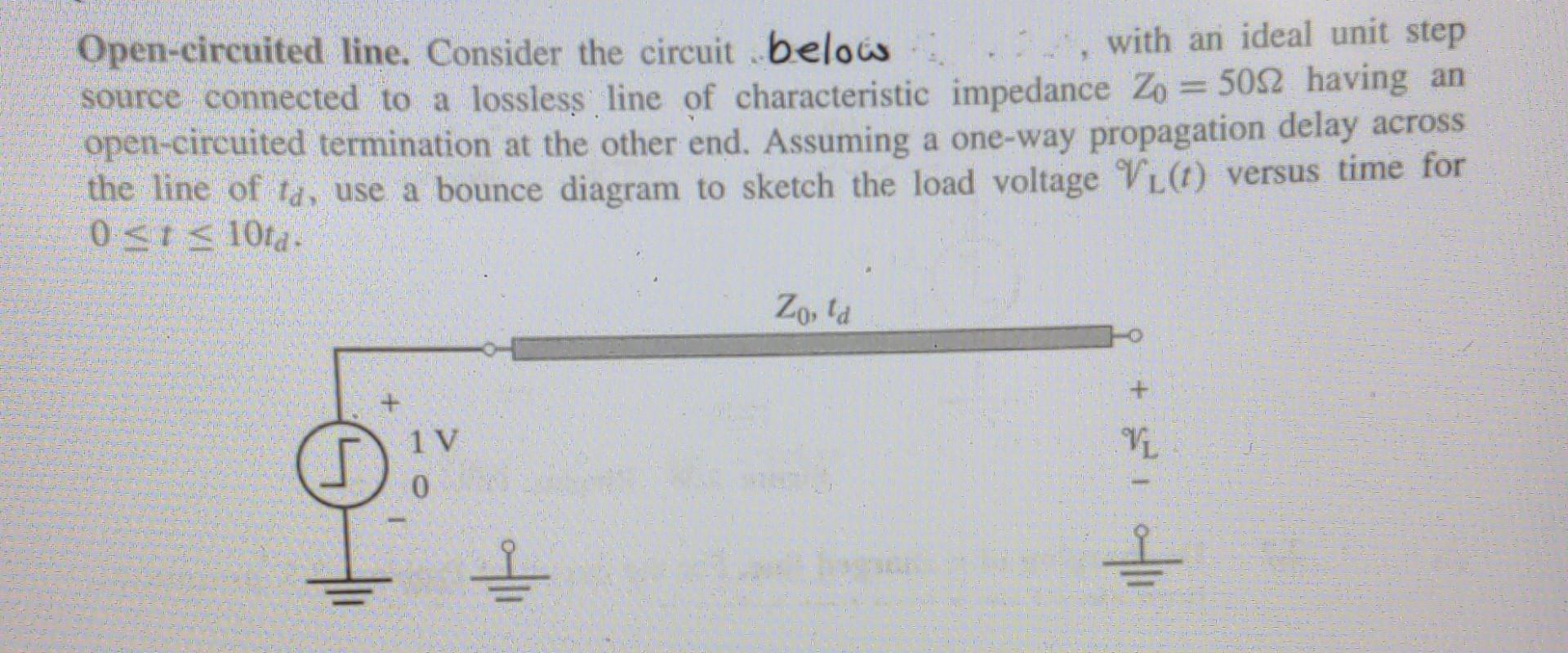 Solved Open-circuited line. Consider the circuit below with | Chegg.com