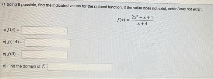 Solved (1 point) If possible, find the Indicated values for | Chegg.com