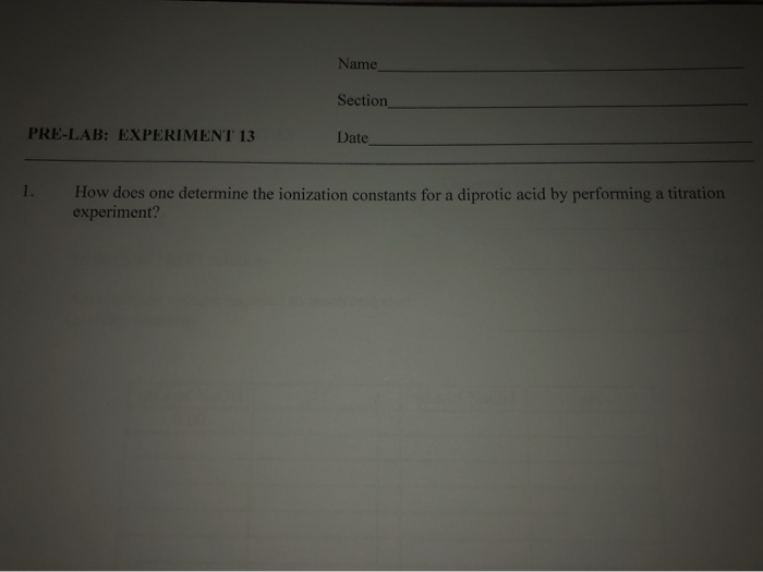 Solved Name Section PRE-LAB: EXPERIMENT 13 Date 1. How does | Chegg.com
