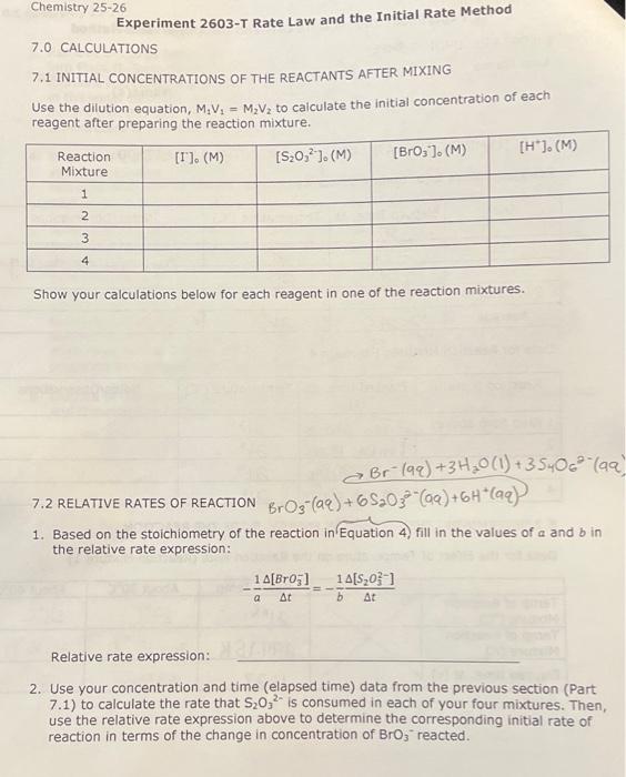 Solved 5.2 DETERMINING THE RATE LAW USING THE INITIAL RATE | Chegg.com