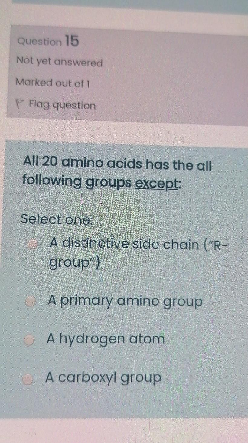 Solved Question 15 Not yet answered Marked out of 1 Flag | Chegg.com