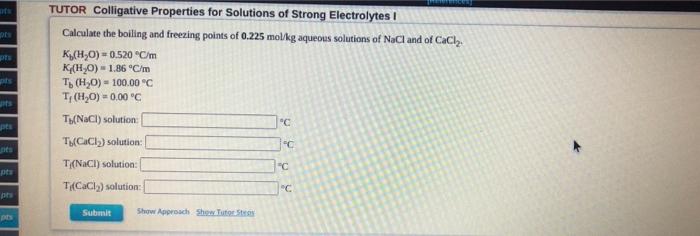 Solved are TUTOR Colligative Properties for Solutions of | Chegg.com