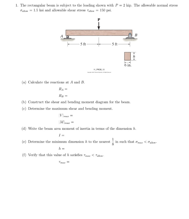 Solved 1. The rectangular beam is subject to the loading | Chegg.com