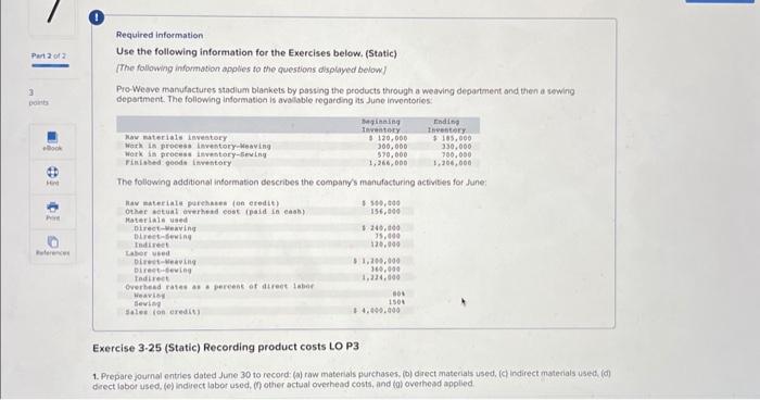 Solved Exercise 3-25 (Static) Recording product costs LO P3 | Chegg.com