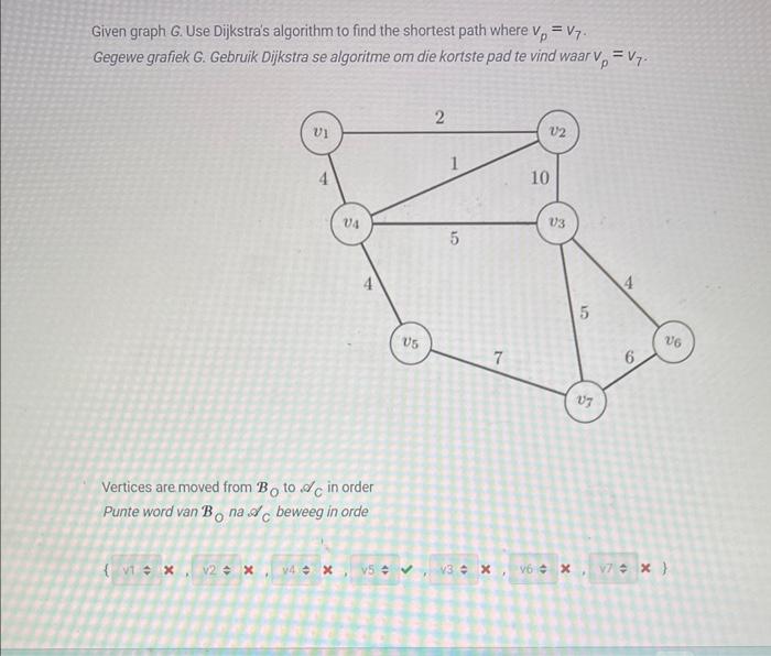 Given graph G. Use Dijkstra's algorithm to find the | Chegg.com