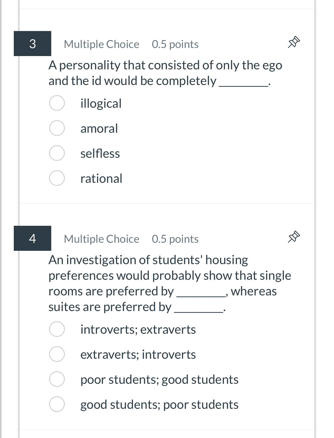 Solved 3Multiple Choice0.5 ﻿pointsA personality that | Chegg.com