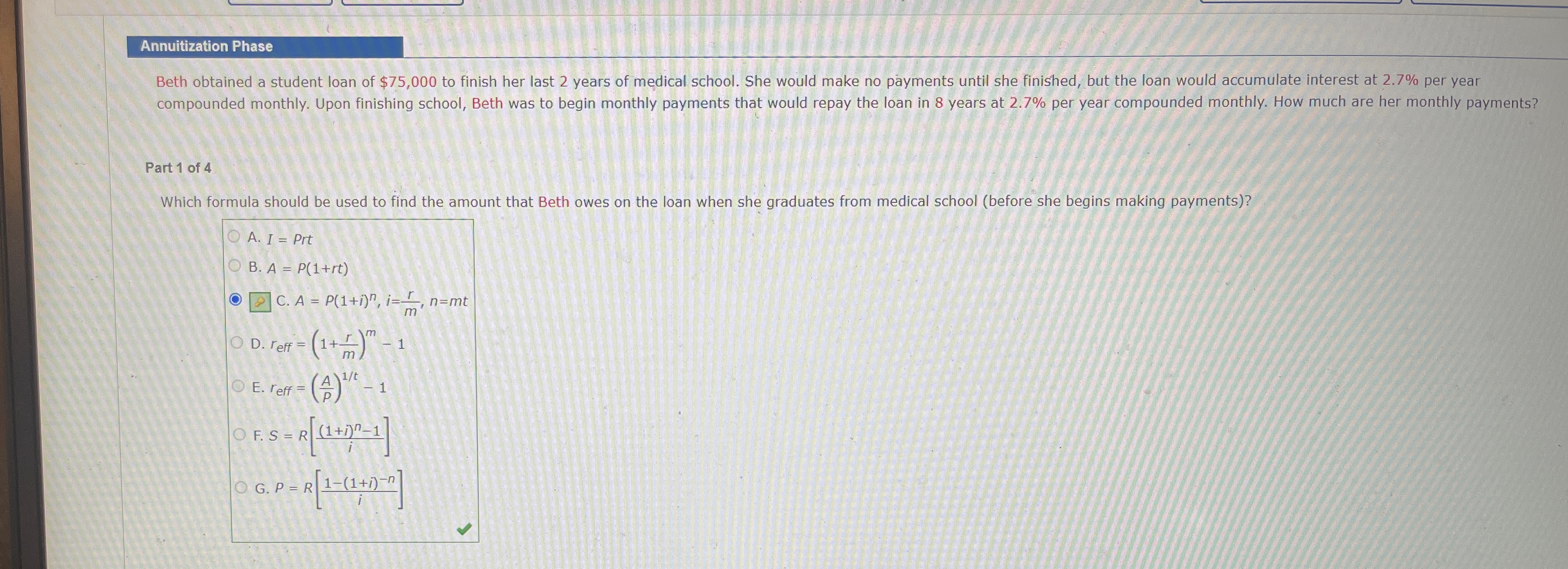 Solved Annuitization PhasePart 1 ﻿of 4Which formula should | Chegg.com