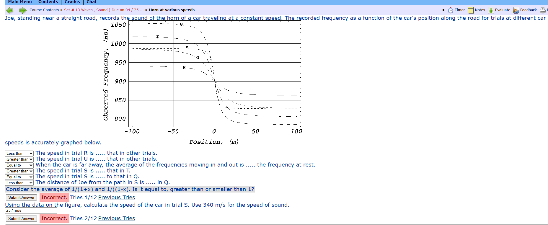Solved speeds is accurately graphed below.The speed in trial | Chegg.com