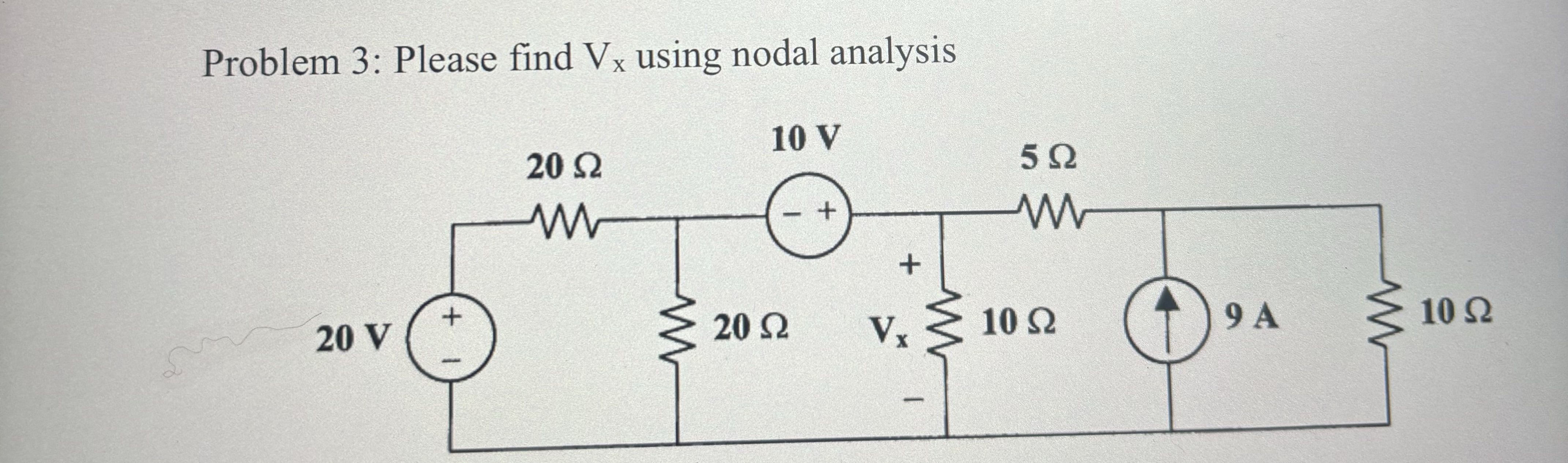 Solved Problem 3: Please find Vx ﻿using nodal analysis | Chegg.com