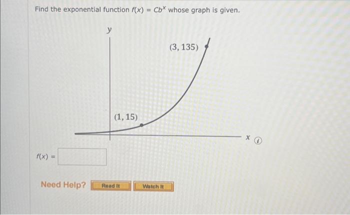 Solved Find The Exponential Function F X Cbx Whose Graph