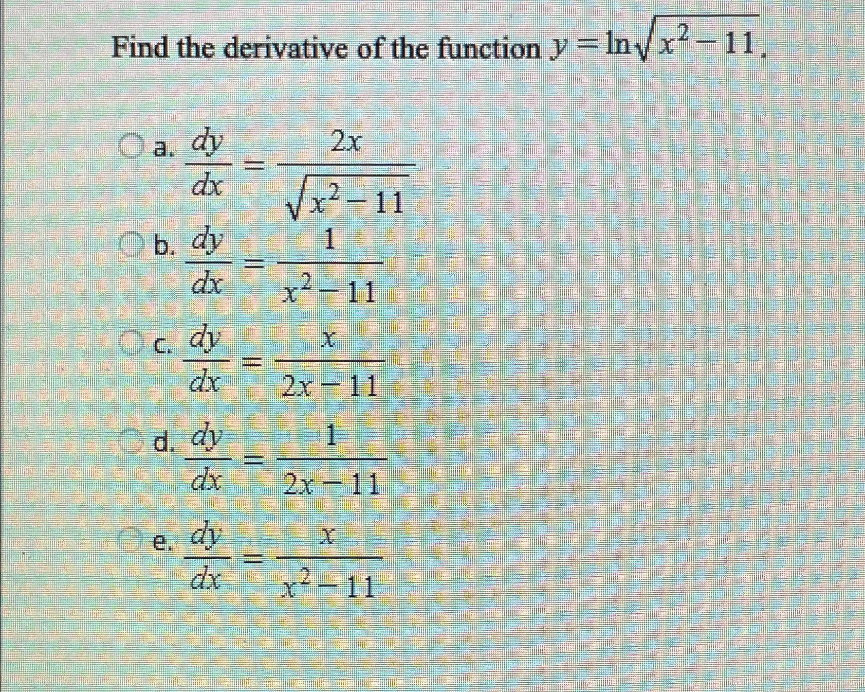 Solved Find the derivative of the function | Chegg.com