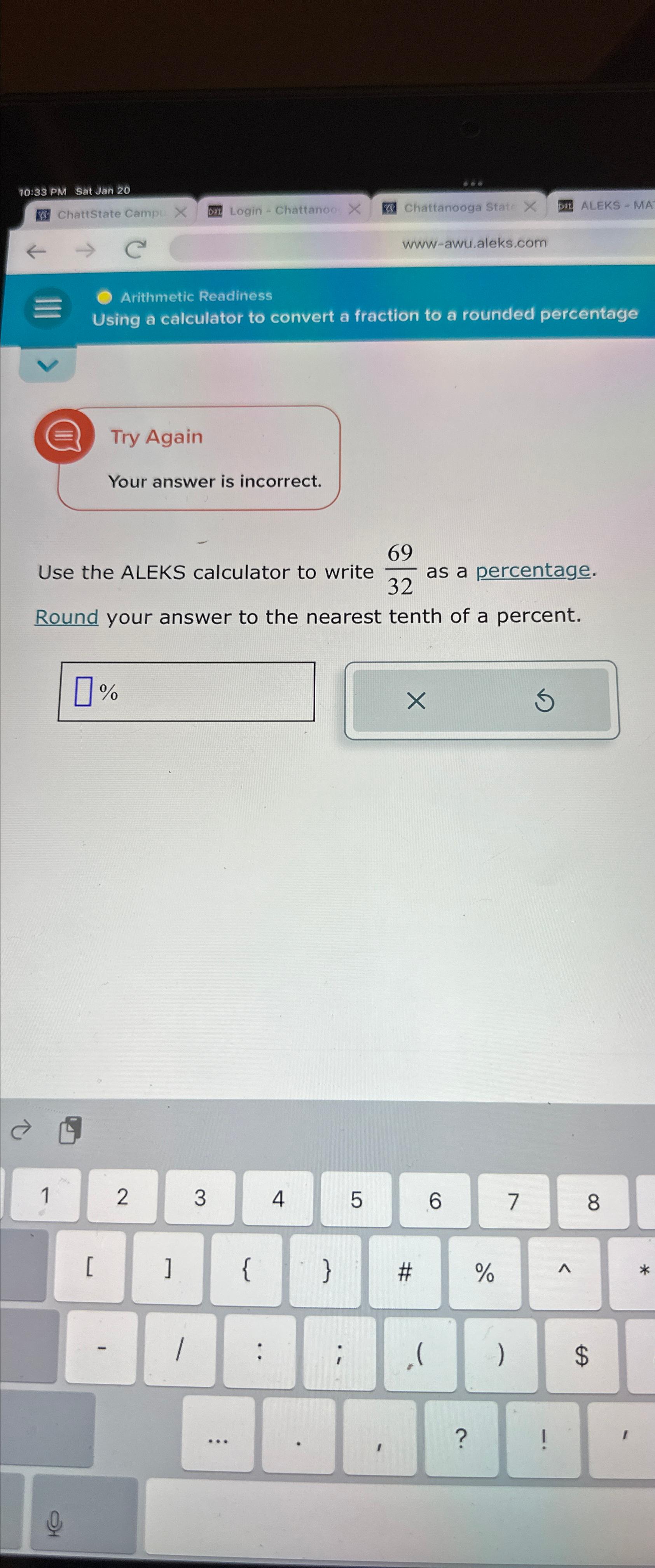 Solved www-awu.aleks.comArithmetic ReadinessUsing a | Chegg.com