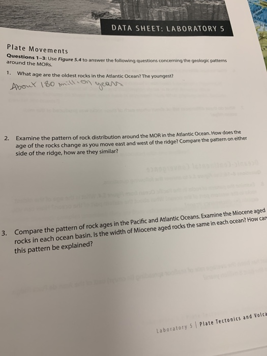 DATA SHEET: LABORATORY 5 Plate Movements questions | Chegg.com