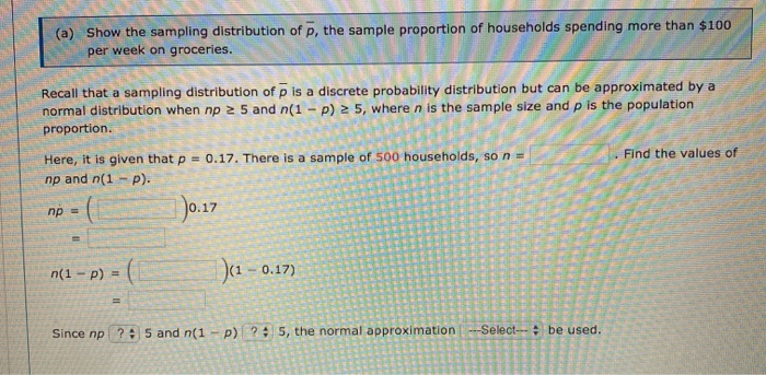 Solved (a) Show the sampling distribution of p, the sample | Chegg.com