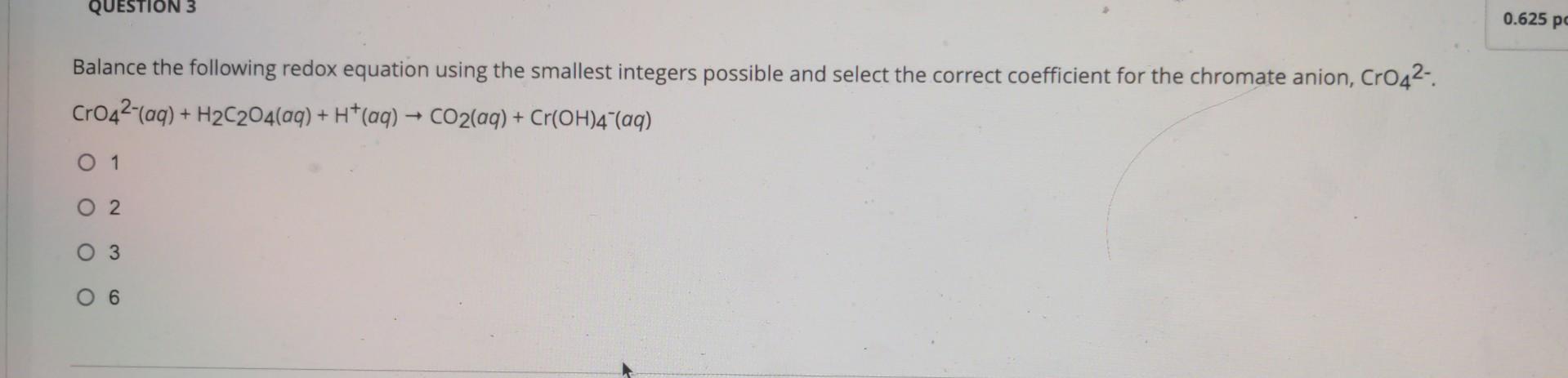 Solved Balance the following redox equation using the | Chegg.com