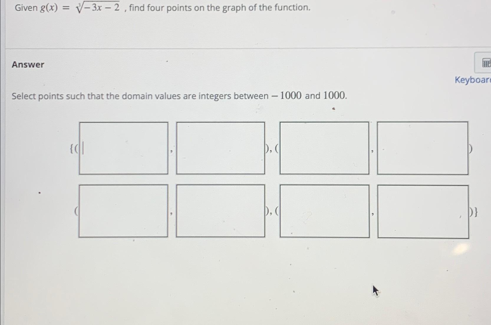 Solved Given g(x)=-3x-23, ﻿find four points on the graph of | Chegg.com