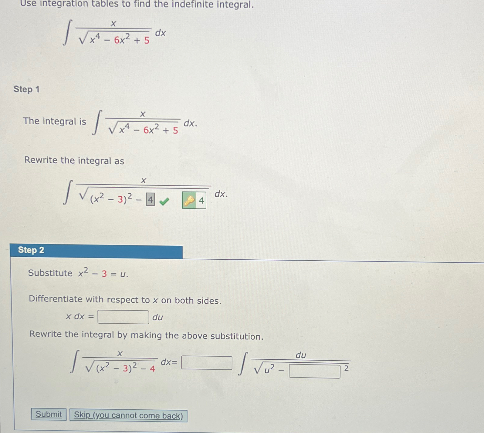 Solved Use integration tables to find the indefinite | Chegg.com