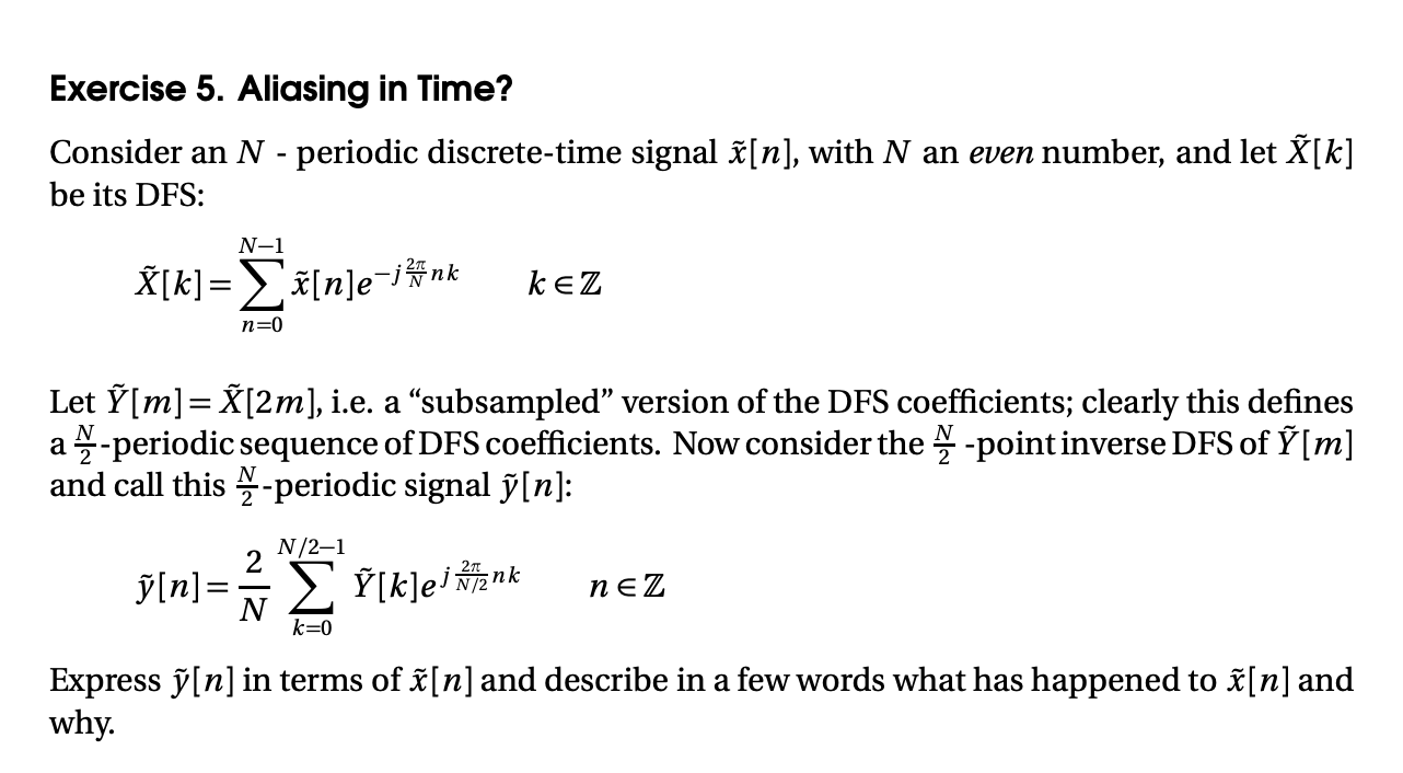 Solved Exercise 5. ﻿Aliasing in Time?Consider an N - | Chegg.com