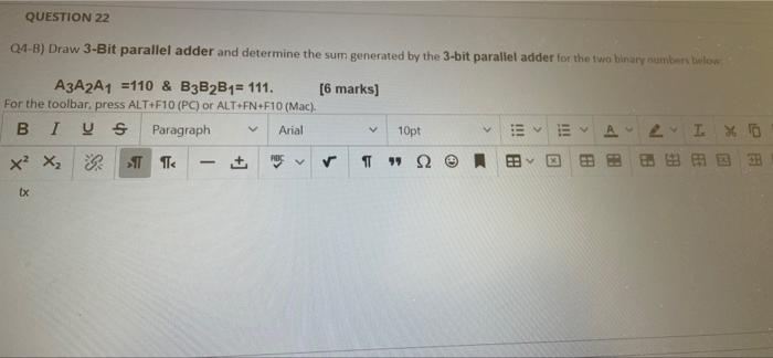 Solved QUESTION 22 04-8) Draw 3-Bit parallel adder and | Chegg.com