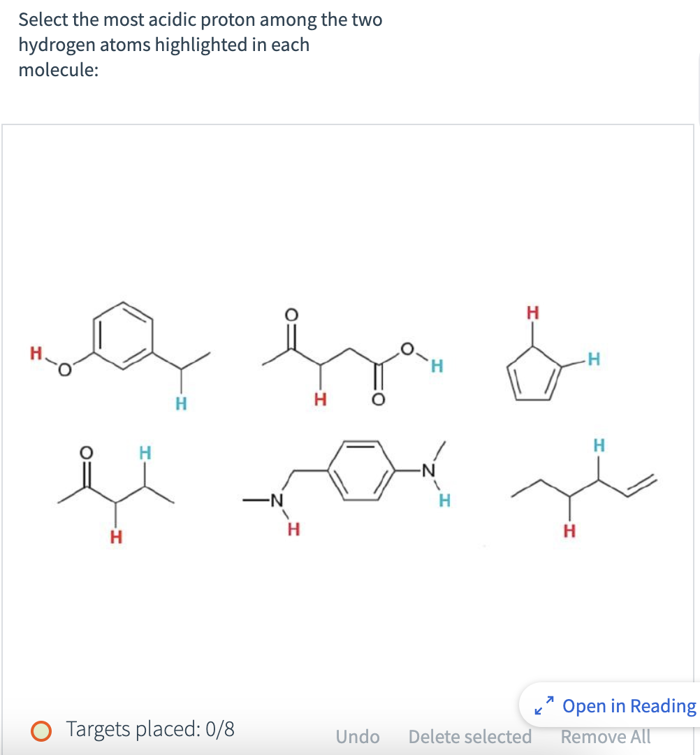 Solved Select the most acidic proton among the twohydrogen | Chegg.com