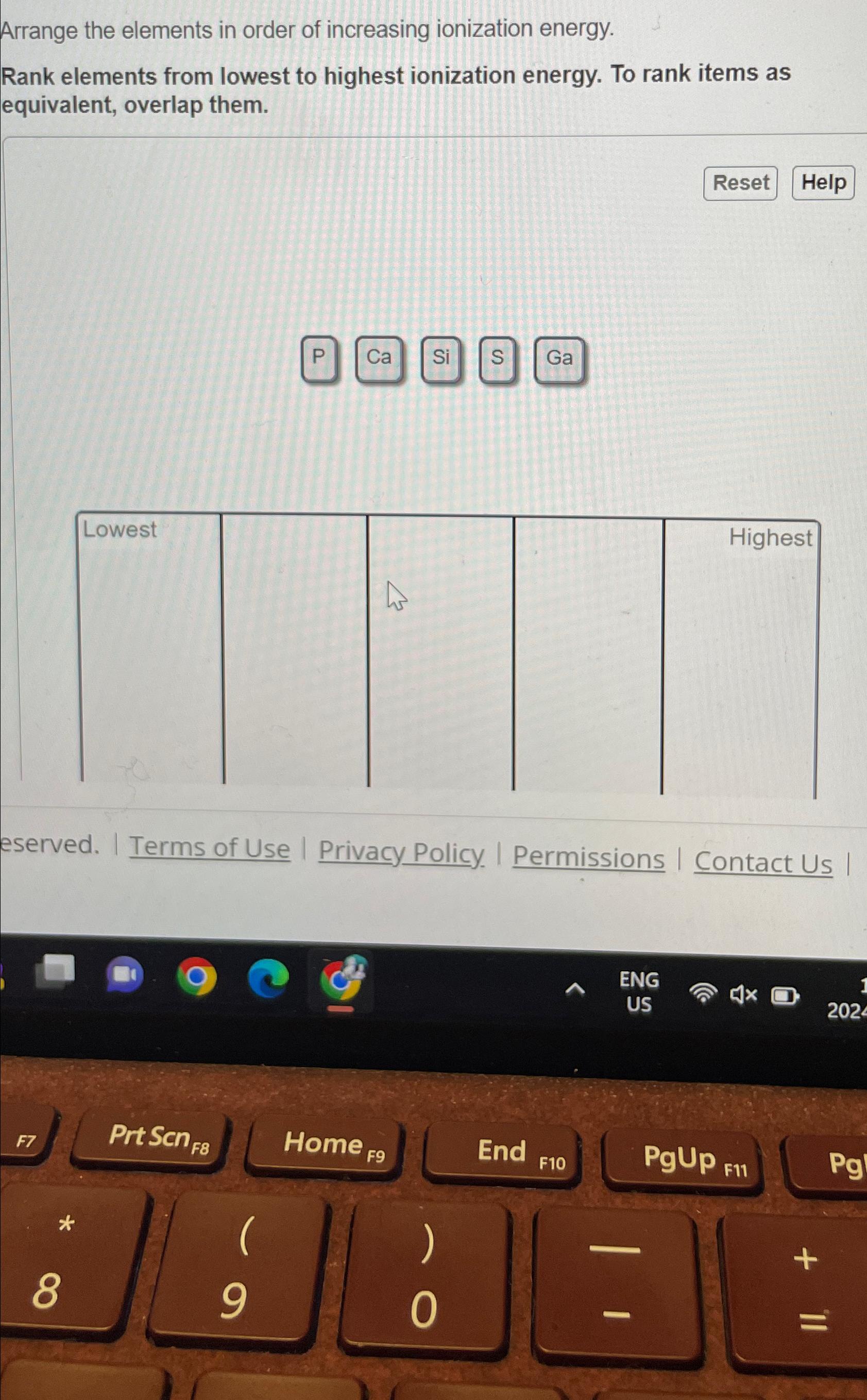 Solved Arrange the elements in order of increasing | Chegg.com