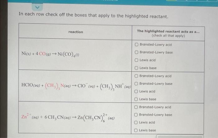 [Solved]: answer In each row check off the boxes that