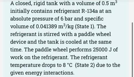 Solved A closed, rigid tank with a volume of 0.5 m3 | Chegg.com