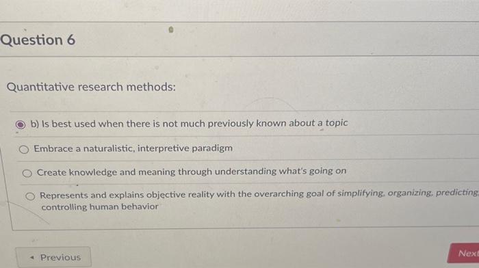 Solved Quantitative research methods:Group of answer | Chegg.com