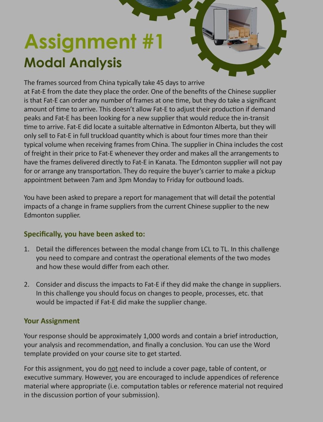 Solved Business Case Assignment Template Modal | Chegg.com