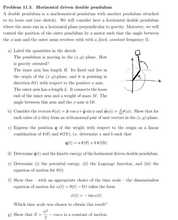 Solved Problem 11.3. Horizontal driven double pendulum A | Chegg.com
