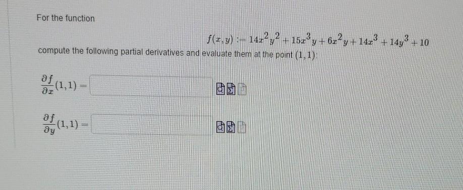 Solved For the function f(z,y):=1422,2 + 157y+6r²y+1473 | Chegg.com