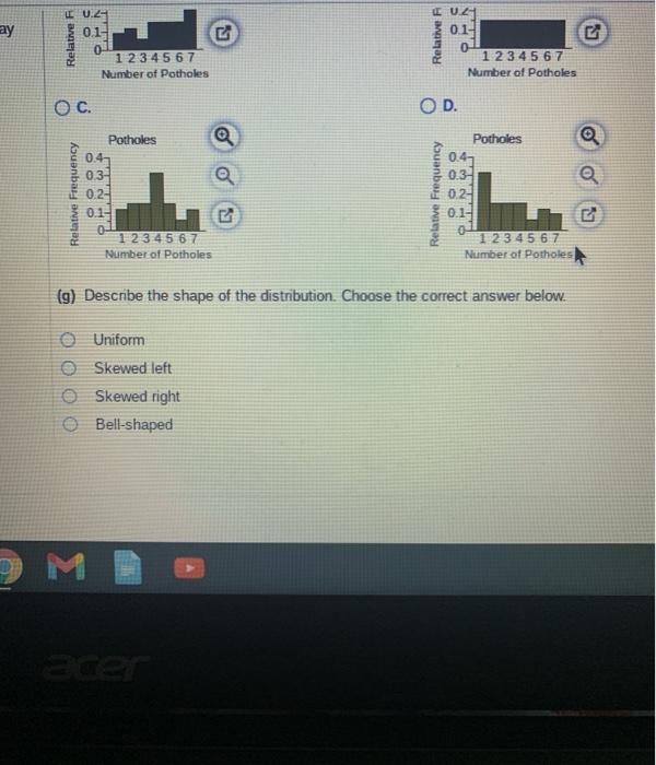 Solved The following data represent the number of potholes | Chegg.com