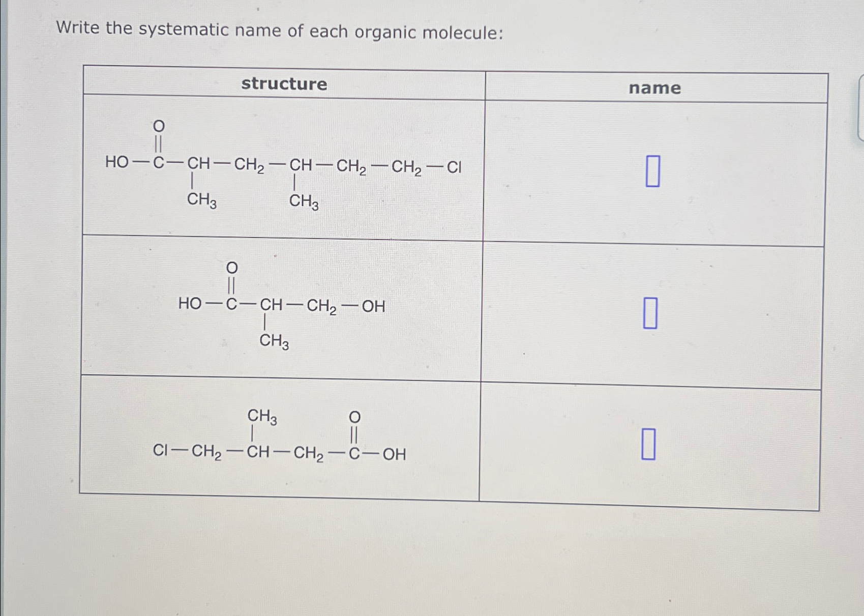 Solved Write the systematic name of each organic molecule: | Chegg.com