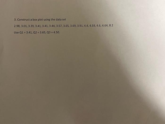 Solved 3. Construct a box plot using the data set | Chegg.com