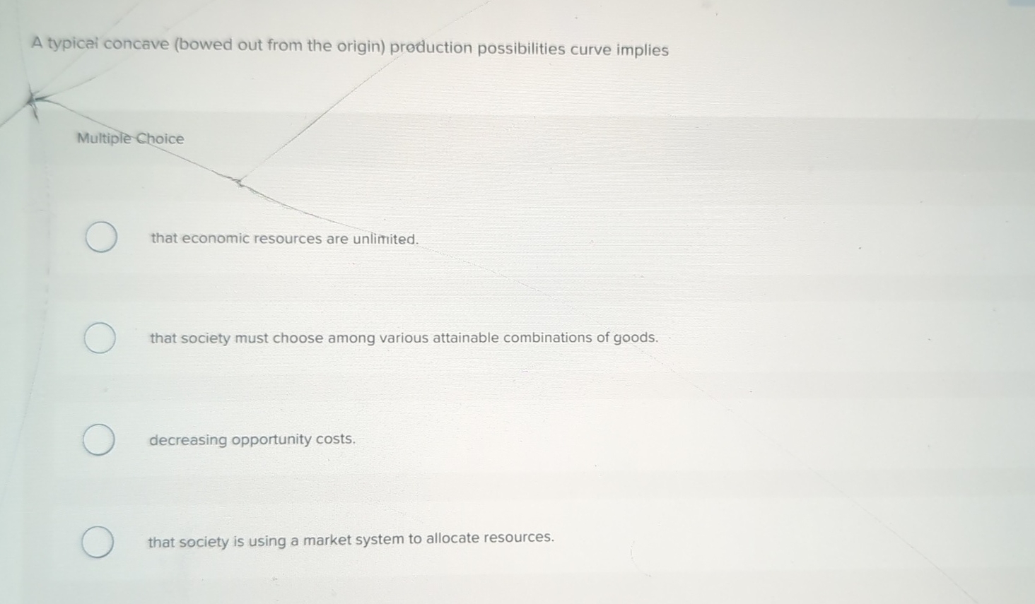 Solved A typicai concave (bowed out from the origin) | Chegg.com
