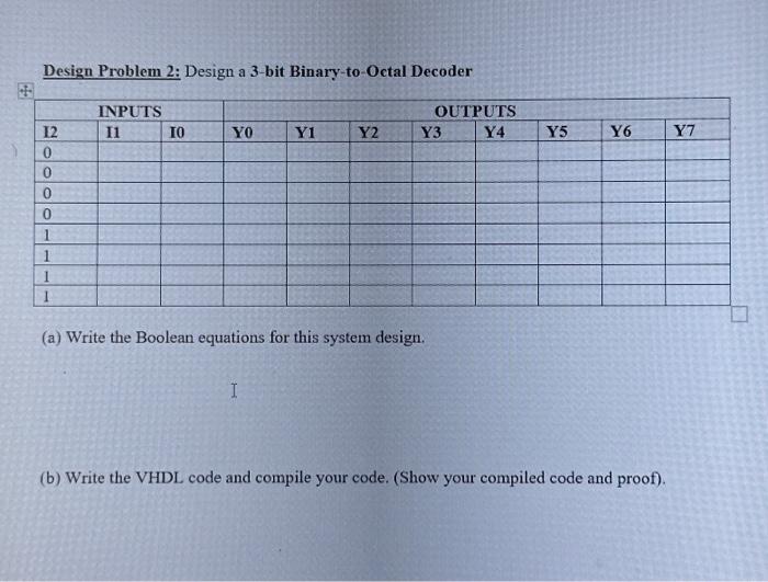 Solved Design Problem 2 Design A 3 Bit Binary To Octal