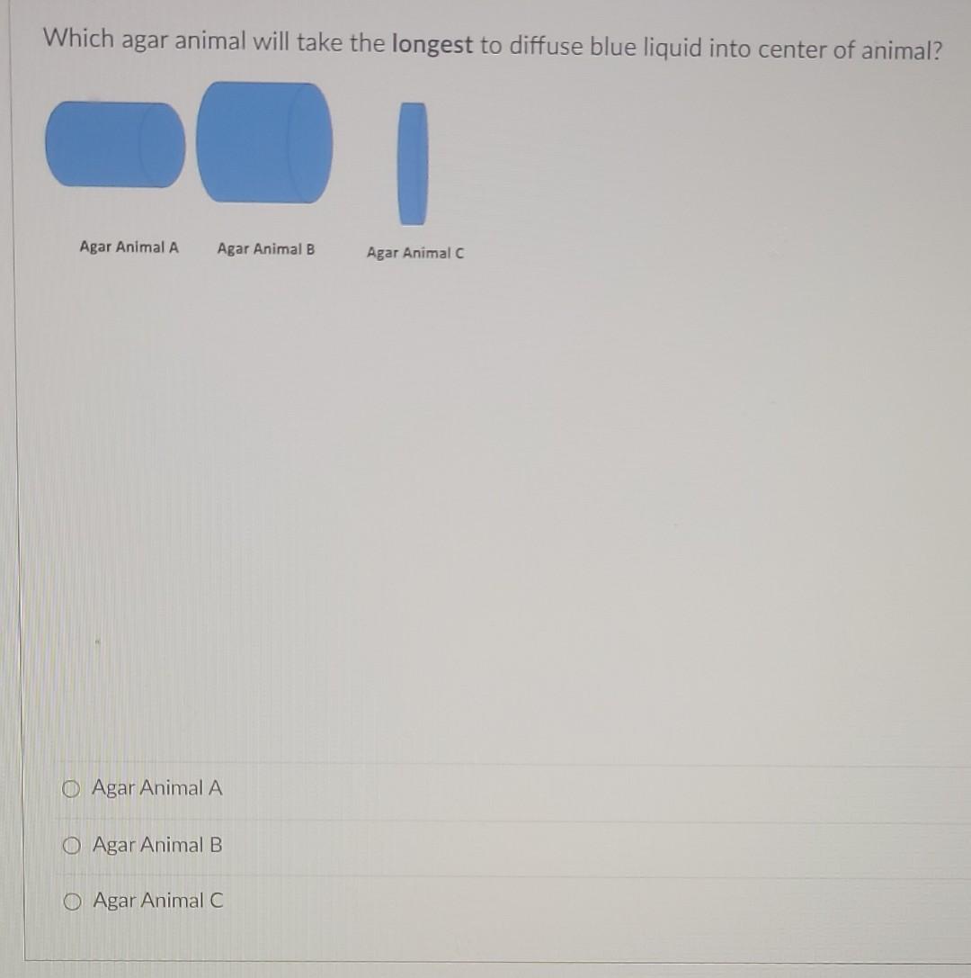 Solved Which agar animal will take the longest to diffuse | Chegg.com